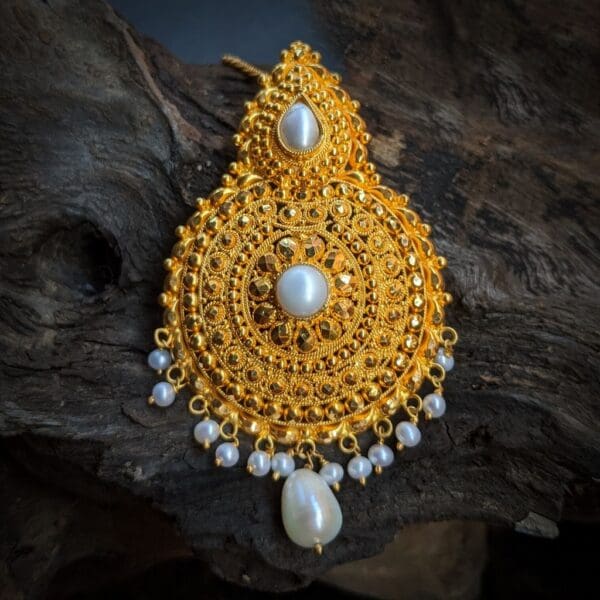 Pendant - 3L Giliole Pearl Red Stone | Gujjadi Swarna Jewellers