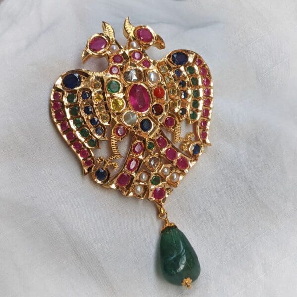 Pendant - 3L Giliole Pearl Red Stone | Gujjadi Swarna Jewellers