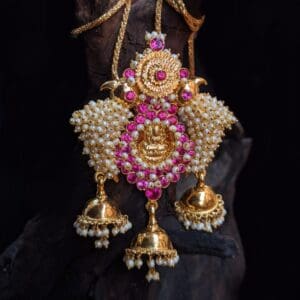 Pendant - 3L Giliole Pearl Red Stone | Gujjadi Swarna Jewellers