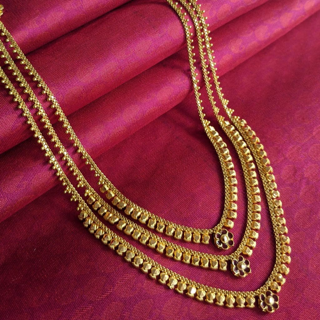 Necklace – Long – 3 Row Delhi Chain Die | Gujjadi Swarna Jewellers