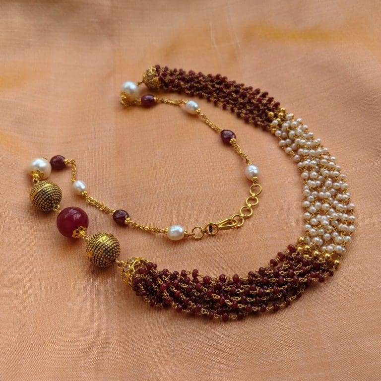 Necklace - Short - Antique Gejje Addige Inspired with Cob Ruby ...