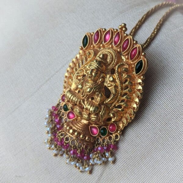 Pendant - 3L Giliole Pearl Red Stone | Gujjadi Swarna Jewellers