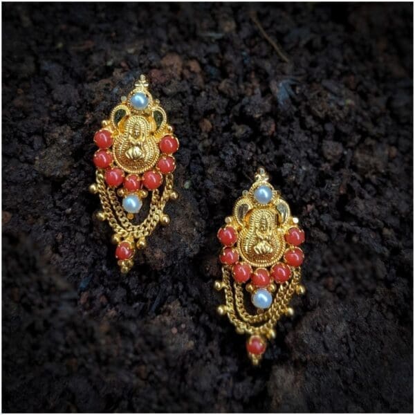 Earring – Antique Chand Bali Cob Ruby Emerald | Gujjadi Swarna Jewellers