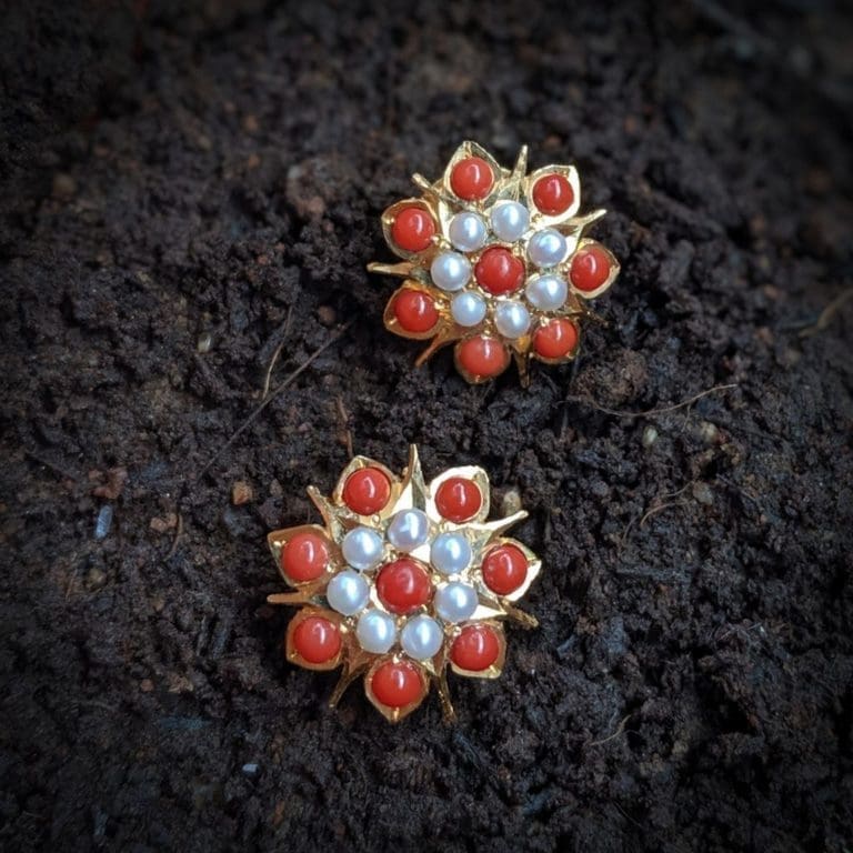 Earring – Antique Chand Bali Cob Ruby Emerald | Gujjadi Swarna Jewellers