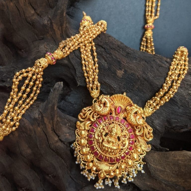 Necklace - Short - Antique Gejje Addige Inspired with Cob Ruby ...