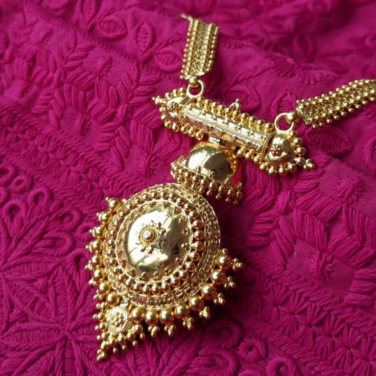 Necklace - Short - Antique Gejje Addige Inspired with Cob Ruby ...