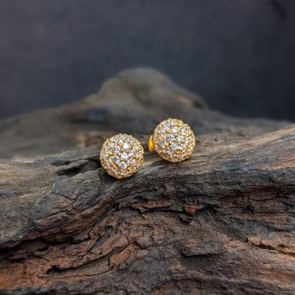 Earring - Signity White Cz Studded Half Ball - South Screw | Gujjadi ...